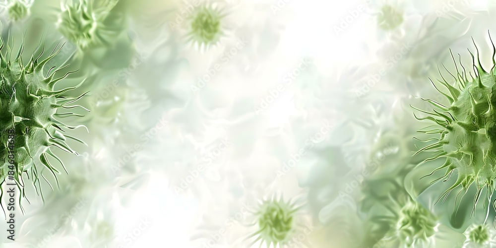Abstract white and green background with shapes resembling ...