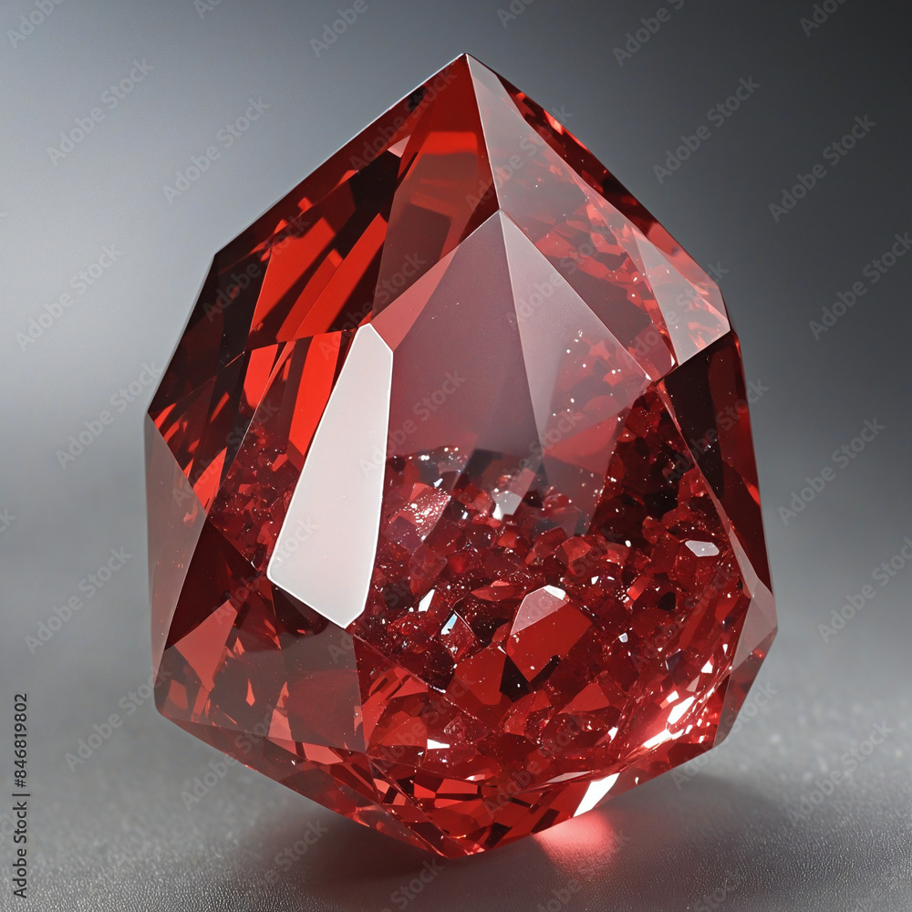 Exotic red quartz gemstone isolated on transparent background - a ...