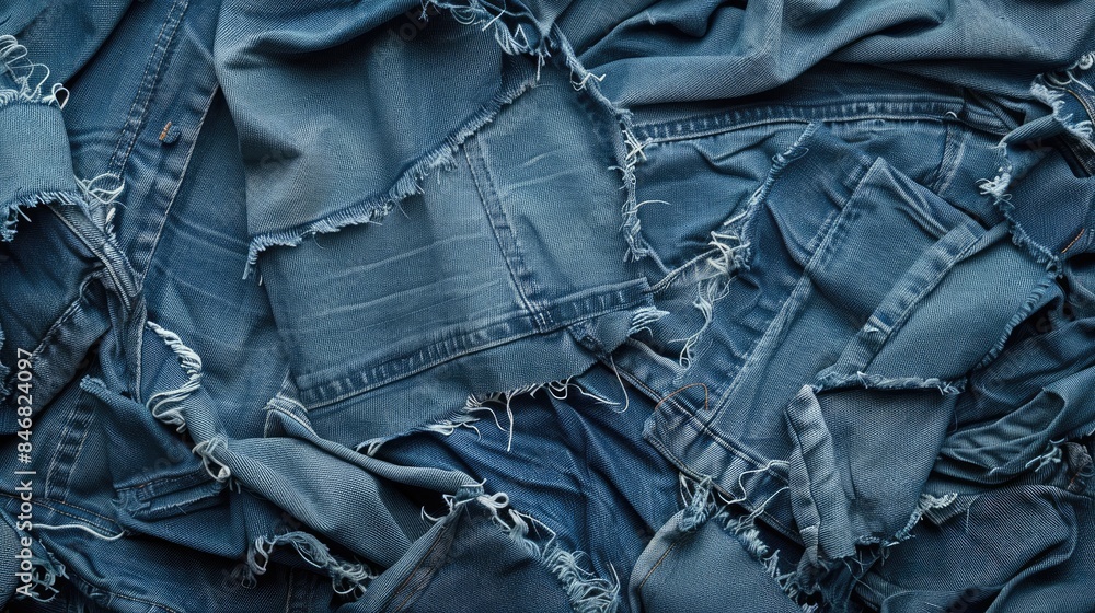 Frame of denim jeans fabric with ripped details. Jeans banner ...