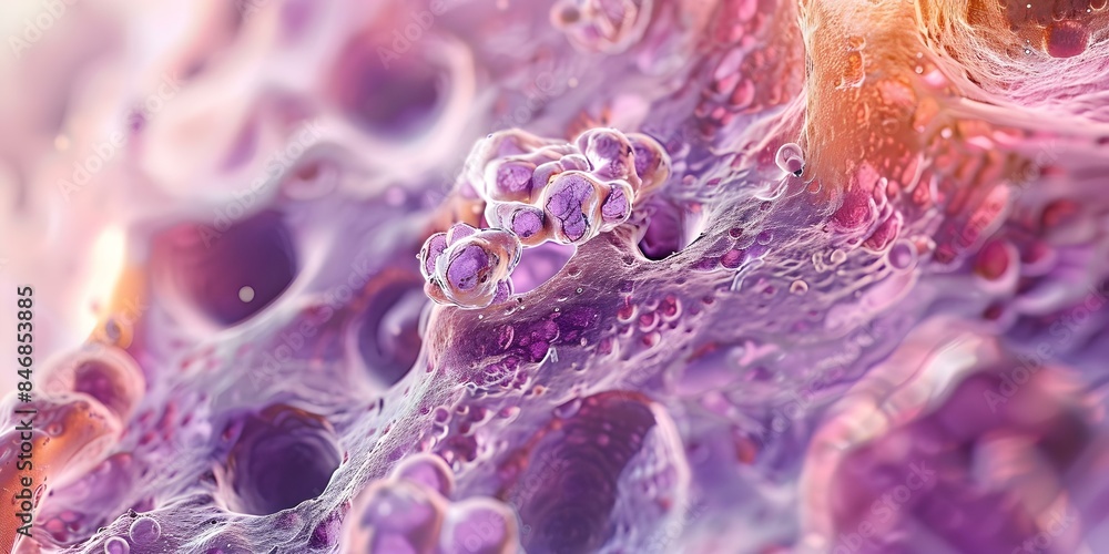 Microscopic image of malignant squamous cell carcinoma in esophagus ...