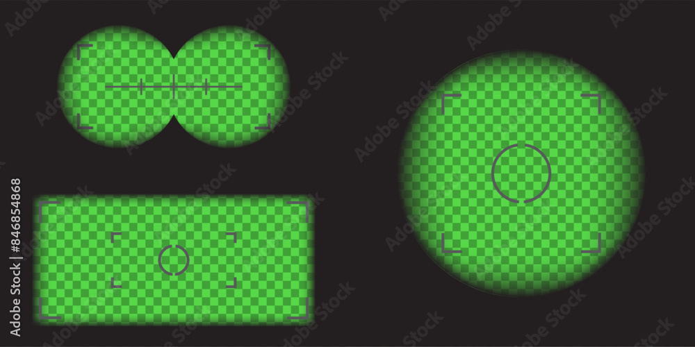 Video camera, binocular and camera roll viewfinder overlay green night ...