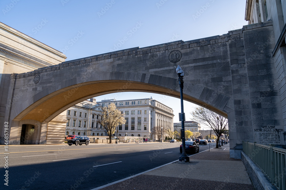 Washington, DC - March 25, 2024: Wilson Memorial Arch bridge in ...