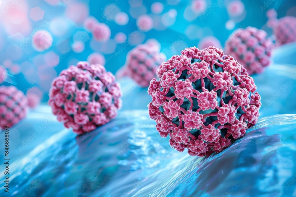 Human Papillomavirus (HPV) on a simulated skin surface, highlighting ...