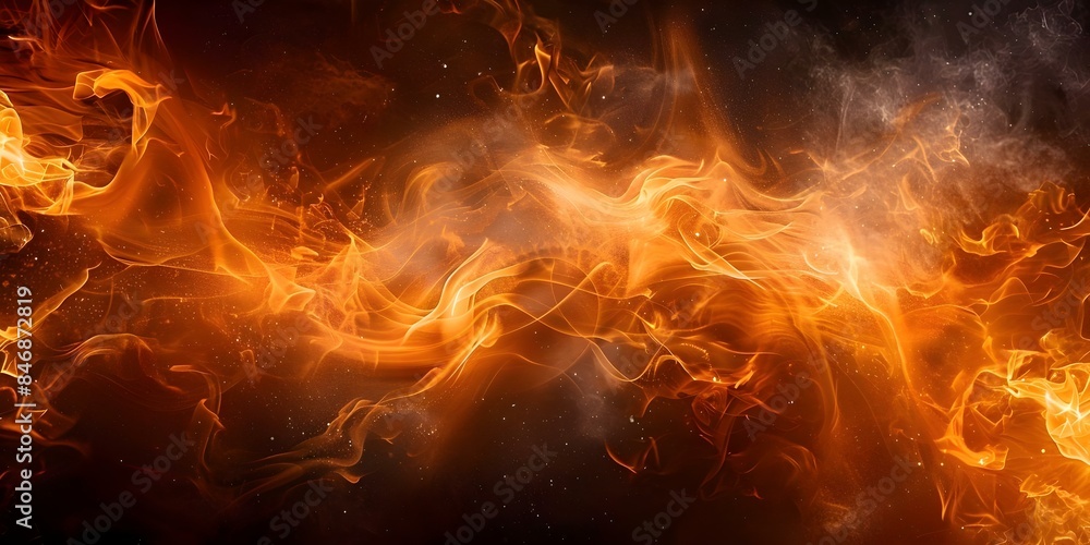 High-resolution image of fire against a black background. Concept Dark ...