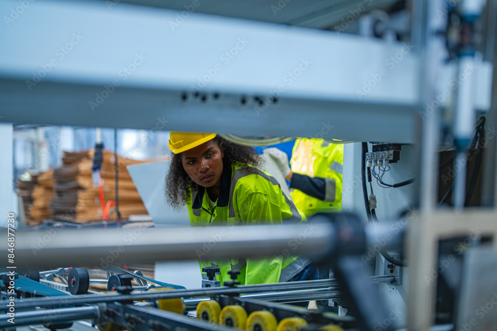 Foto de Portrait of African woman worker beautiful face with eye ...