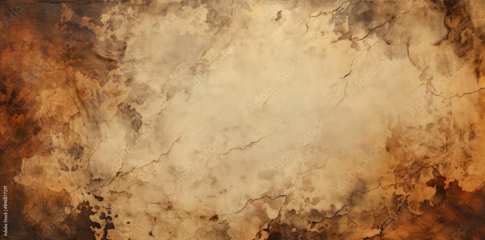 burnt paper texture on a brown background, with a pair of scissors, a ...