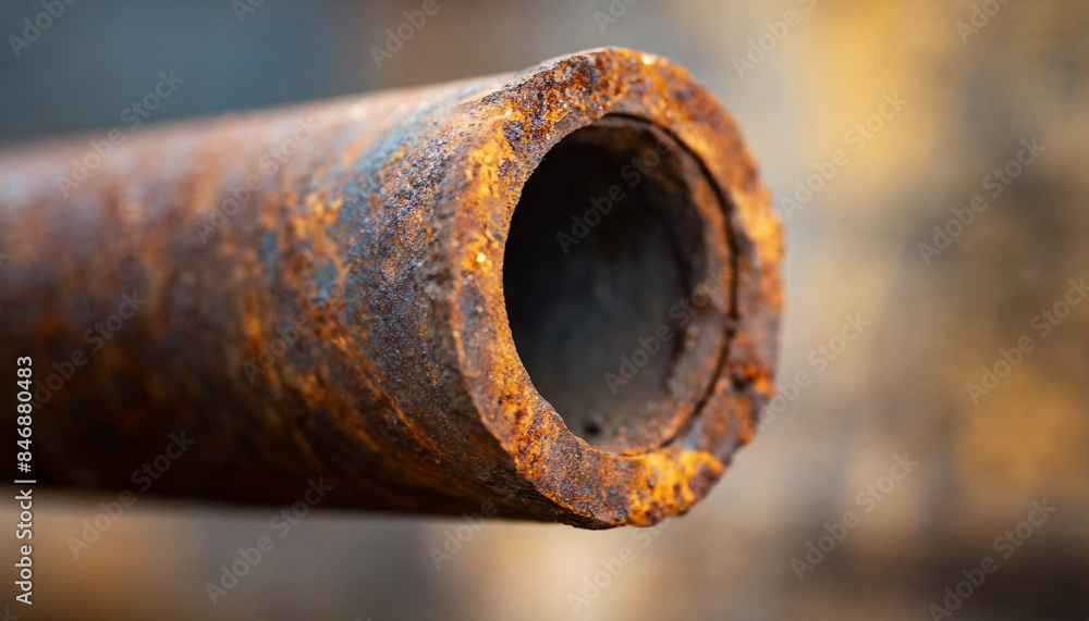 rusted lead pipe, highlighting detailed corrosion textures and patina ...