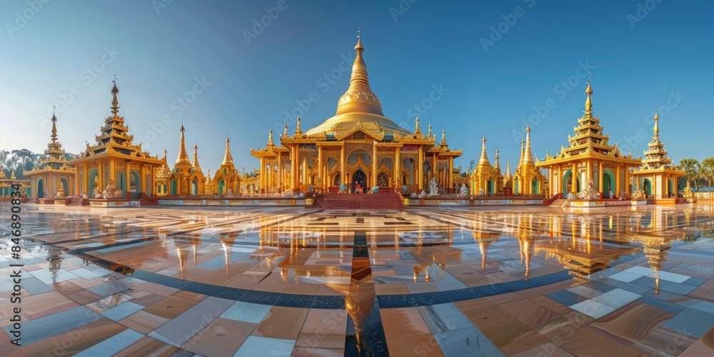 Shwedagon Pagoda in Yangon Myanmar skyline panoramic view Stock Photo ...
