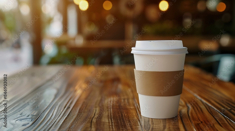 disposable cup for coffee in cafe Hot coffee in white paper cup ...