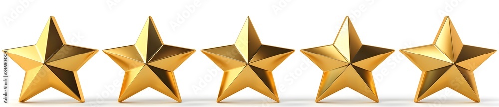 6 golden stars in row, white background, clip art style banner Stock ...