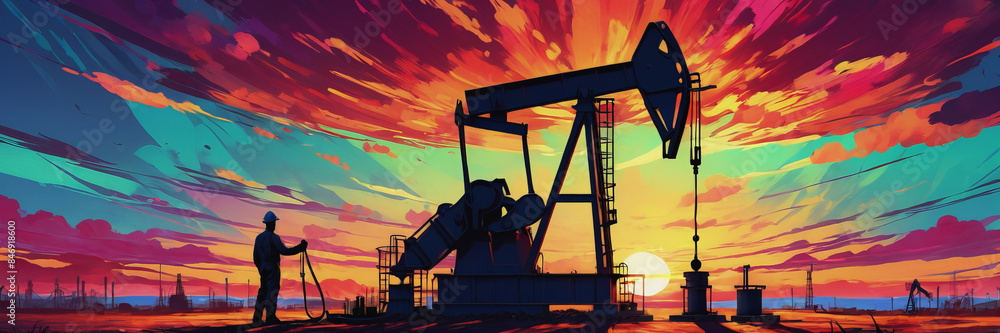 Oilman's Day. oil production. an oil worker. an oil well, an oilman on ...