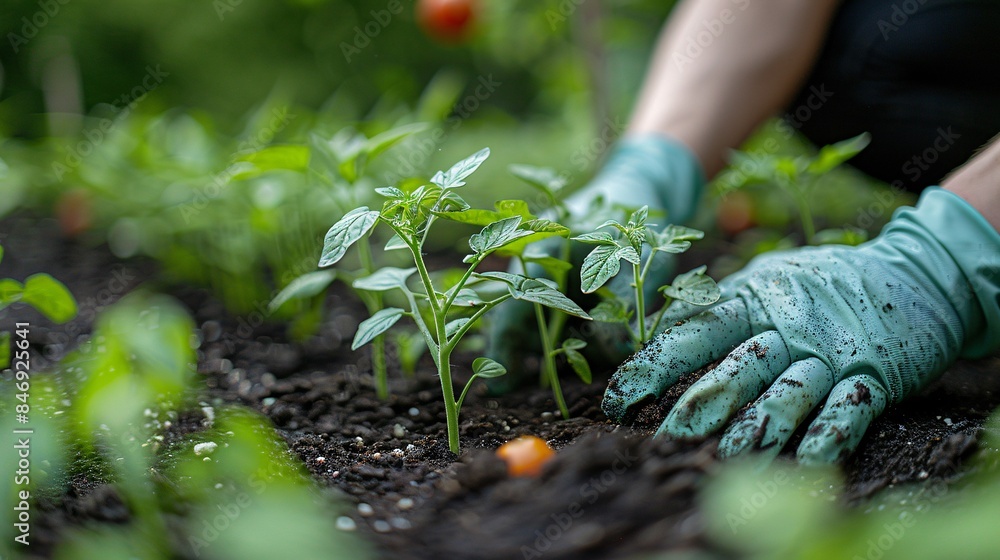 Scene of a community garden event where volunteers come together to ...