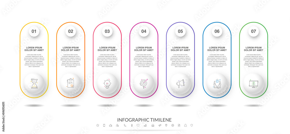 Modern vector infographics with seven circles. Business template with 7 ...