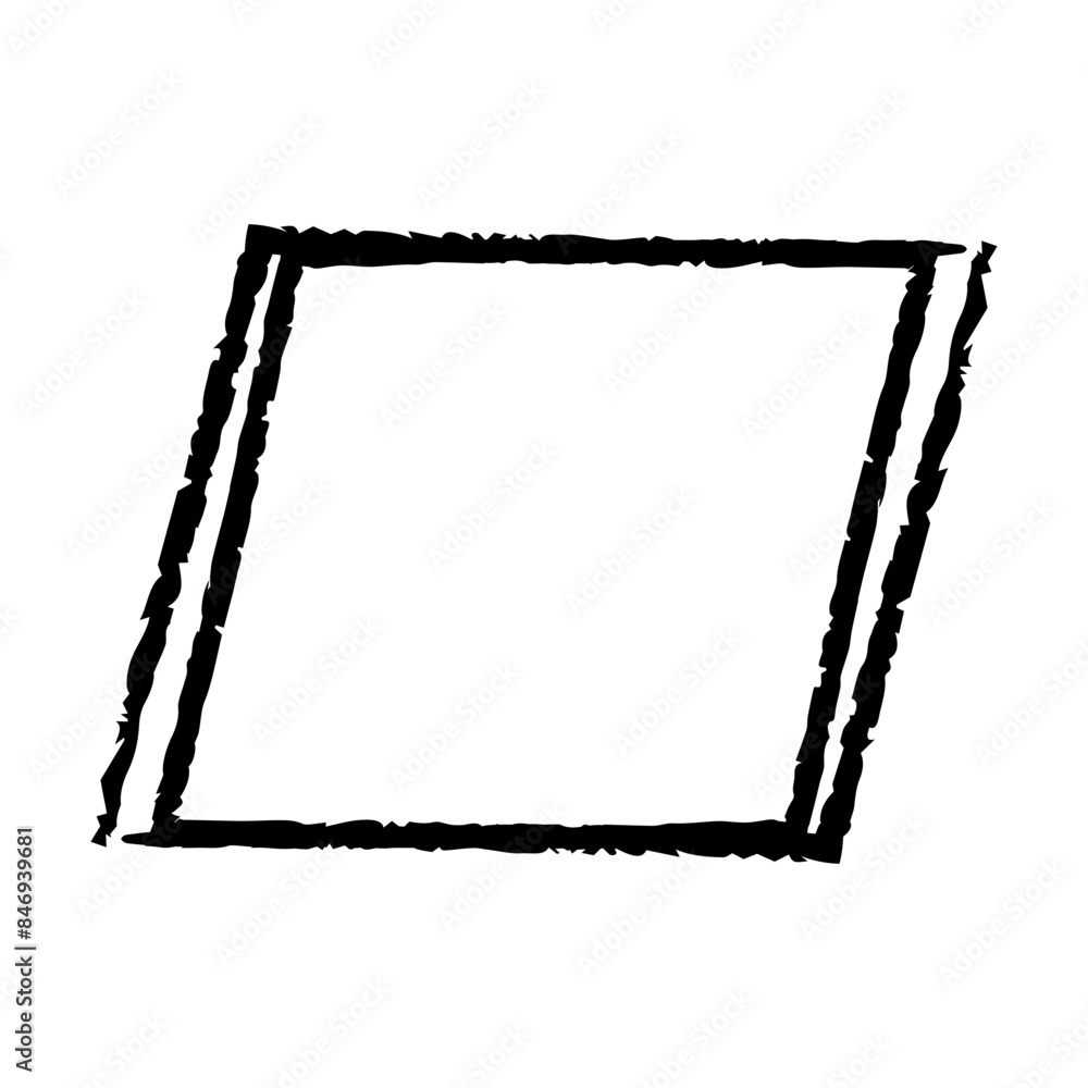 Frame parallelogram texture element, outline border grunge shape icon ...