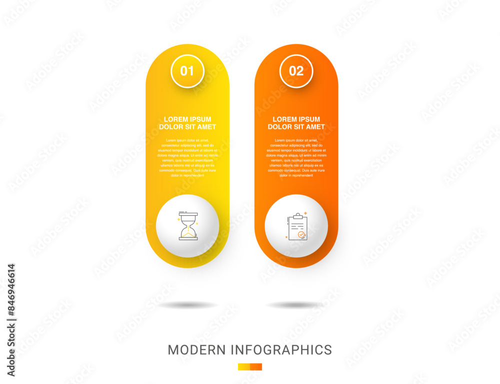 Modern vector infographics with two circles. Business template with 2 ...