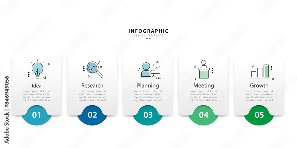 Timeline Creator infographic template. 5 Step timeline journey ...