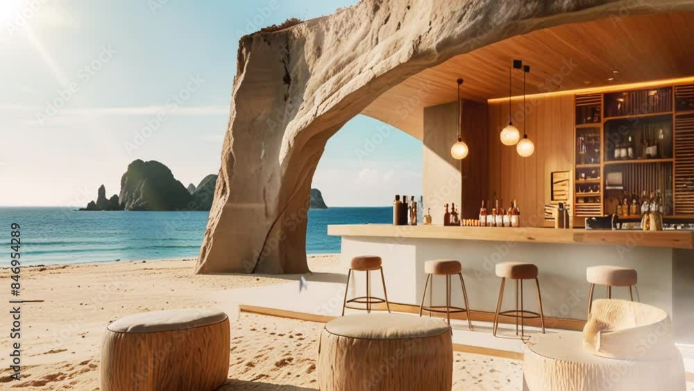 Beachfront restaurant resort with a beach background, beautiful blue ...