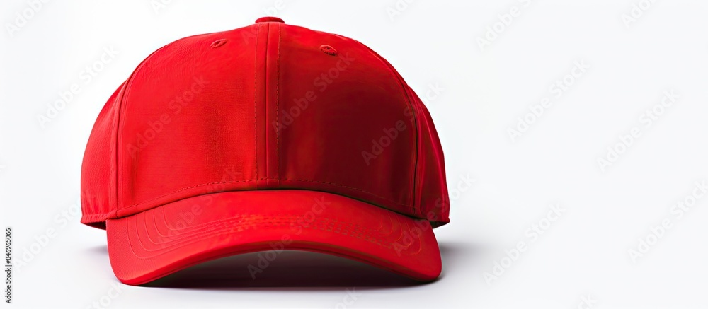 A single red baseball cap with no logos or decorations, displayed on a ...