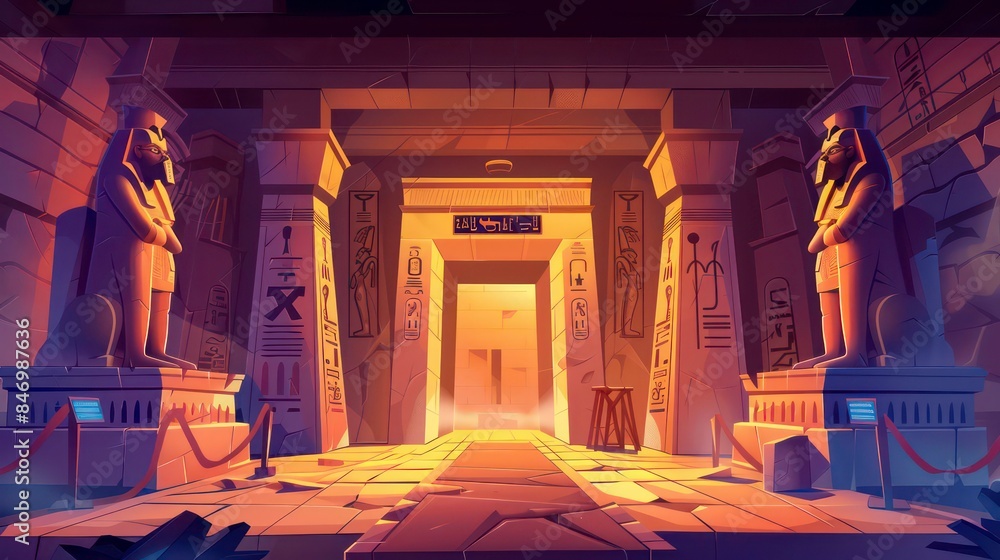 Fotka „A terrifying interior of an ancient pyramid in Egypt. Stone ...