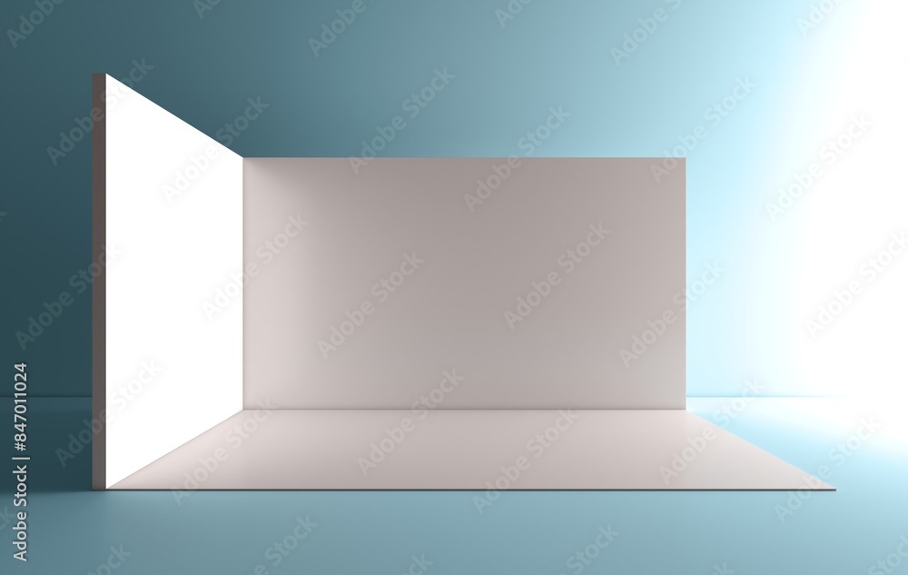 3D exhibition booth. Showroom. Square corner. Empty geometric square ...