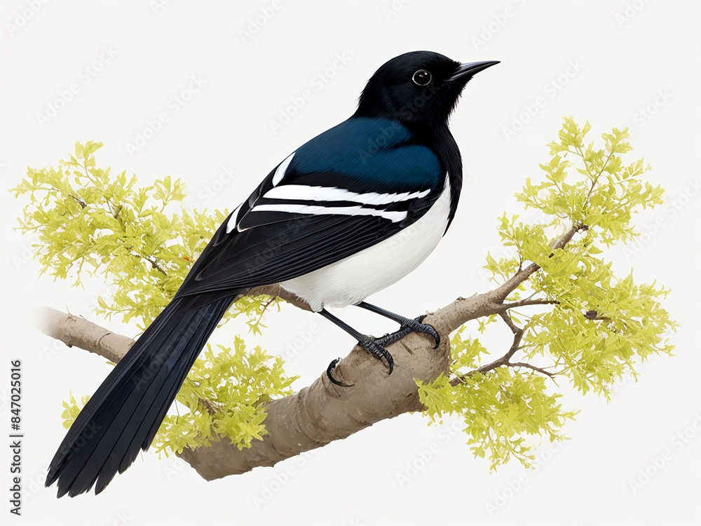 Magpie-Robin (Doyel), the national bird heavy smart full body with ...