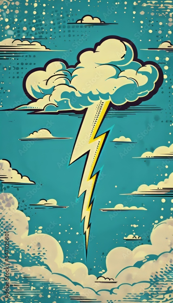 Comic style background with dramatic thunder flash illustration for ...
