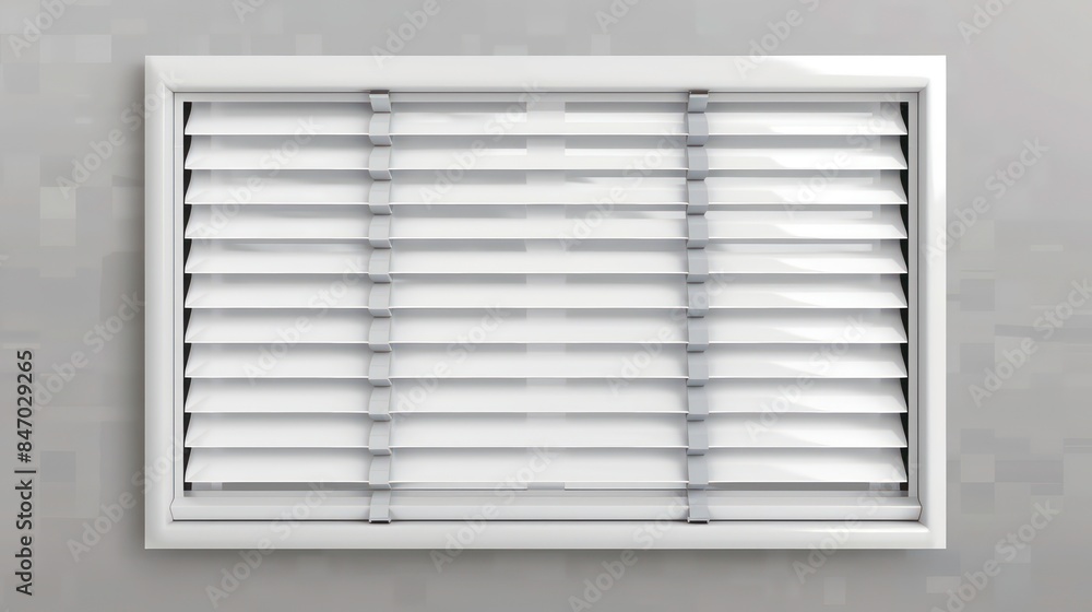 An isolated plastic window with rolling shutters isolated on a ...