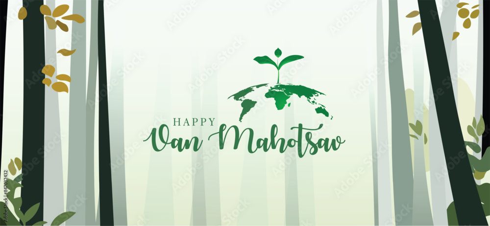 happy van mahotsav hindi text translation: forest festival vector ...