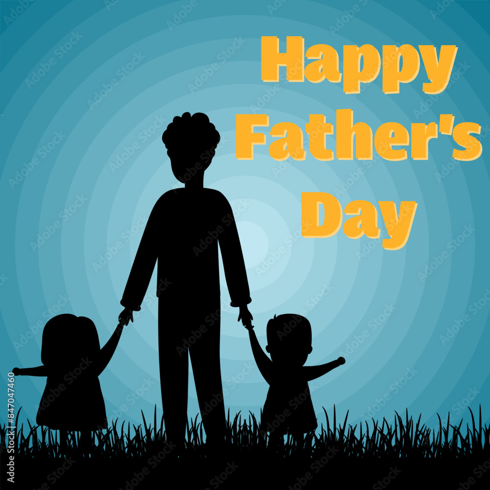 Silhouette of Loving Family Celebrating Fatherhood on Father's Day ...