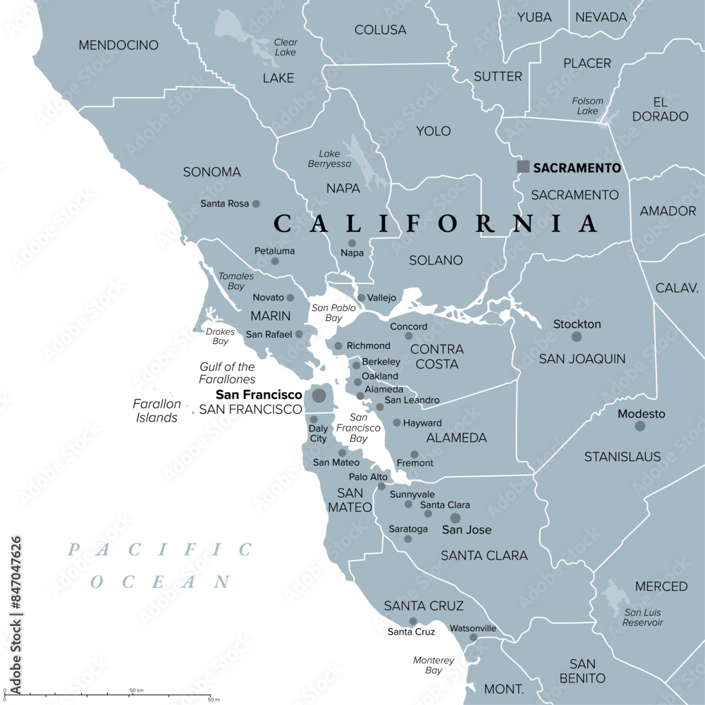 Vetor de San Francisco Bay Area, region of the U.S. state California ...