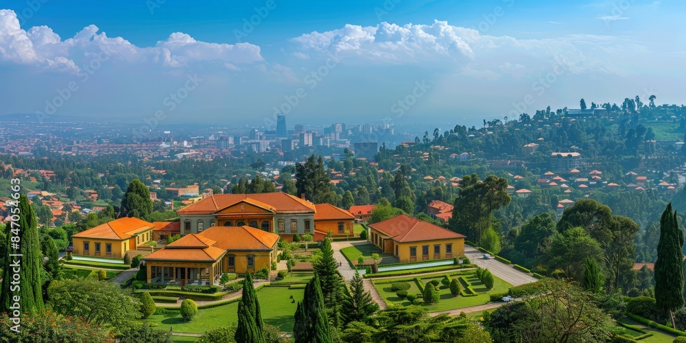 Presidential Palace Museum in Kigali Rwanda skyline panoramic view ...