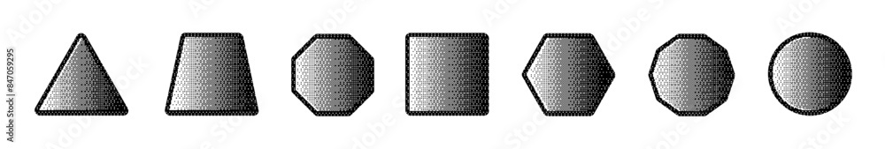 Geometric shapes in a pixel style. Bitmap set of retro vector symbols ...