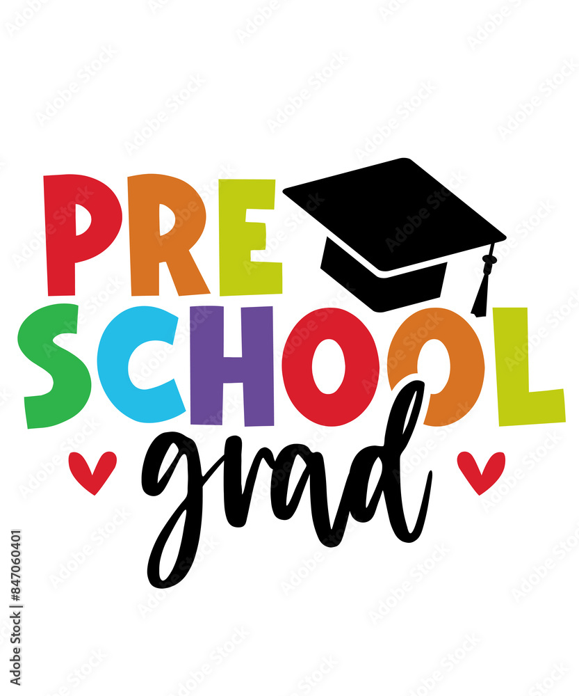 Graduation preschool grad typography clip art design on plain white ...