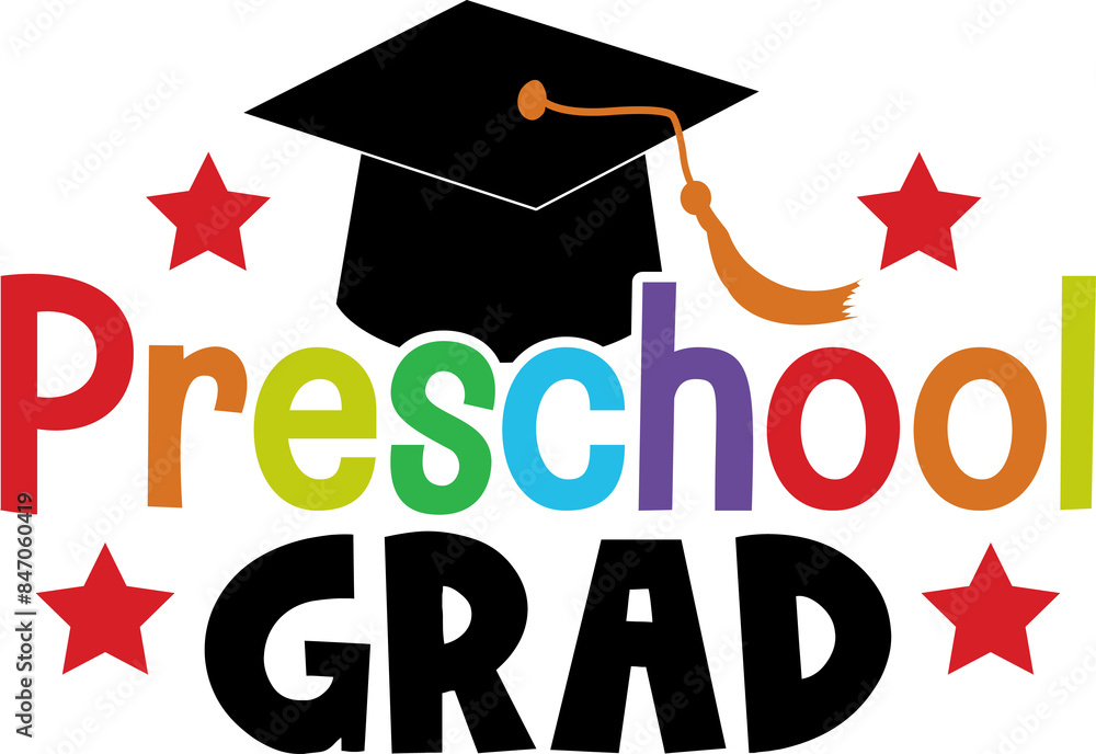 Graduation preschool grad typography clip art design on plain white ...
