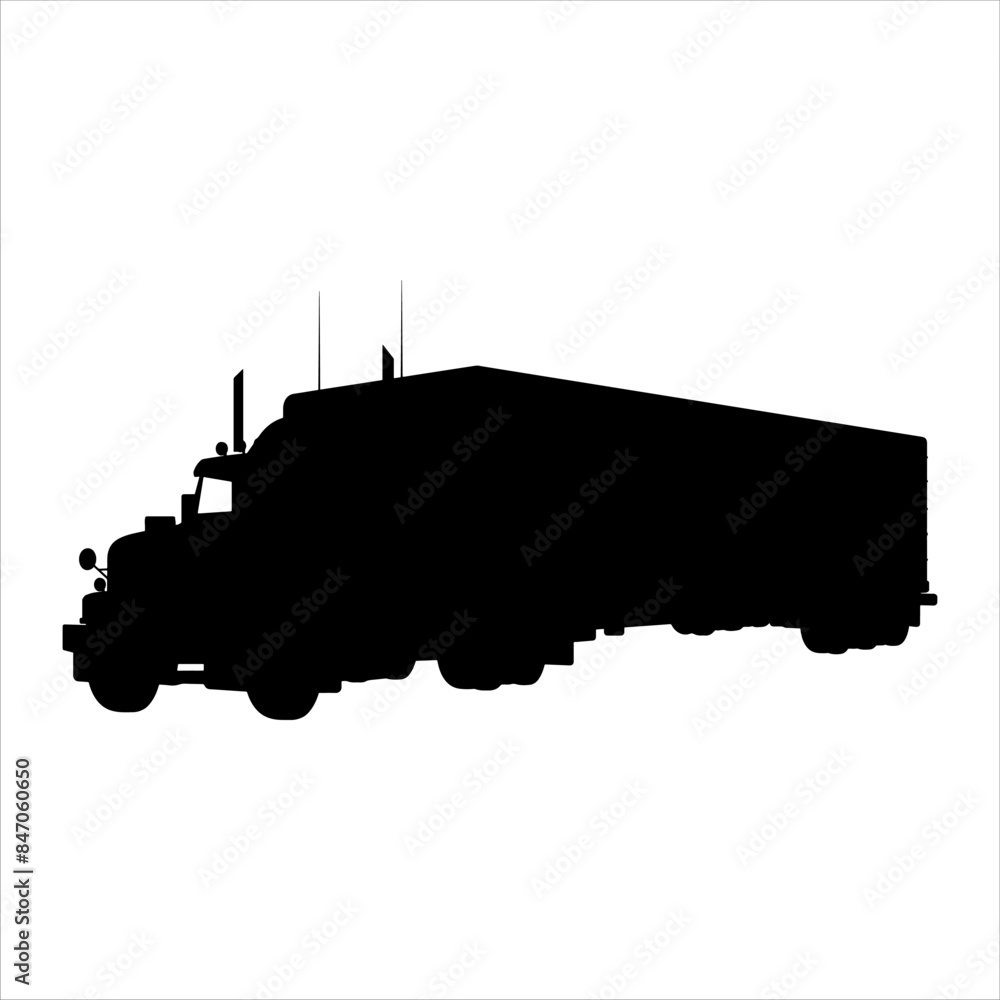 Semi truck silhouette isolated on white background. Semi truck icon ...