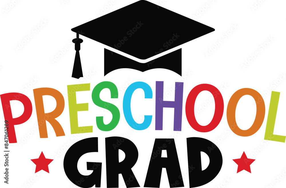 Graduation preschool grad typography clip art design on plain white ...