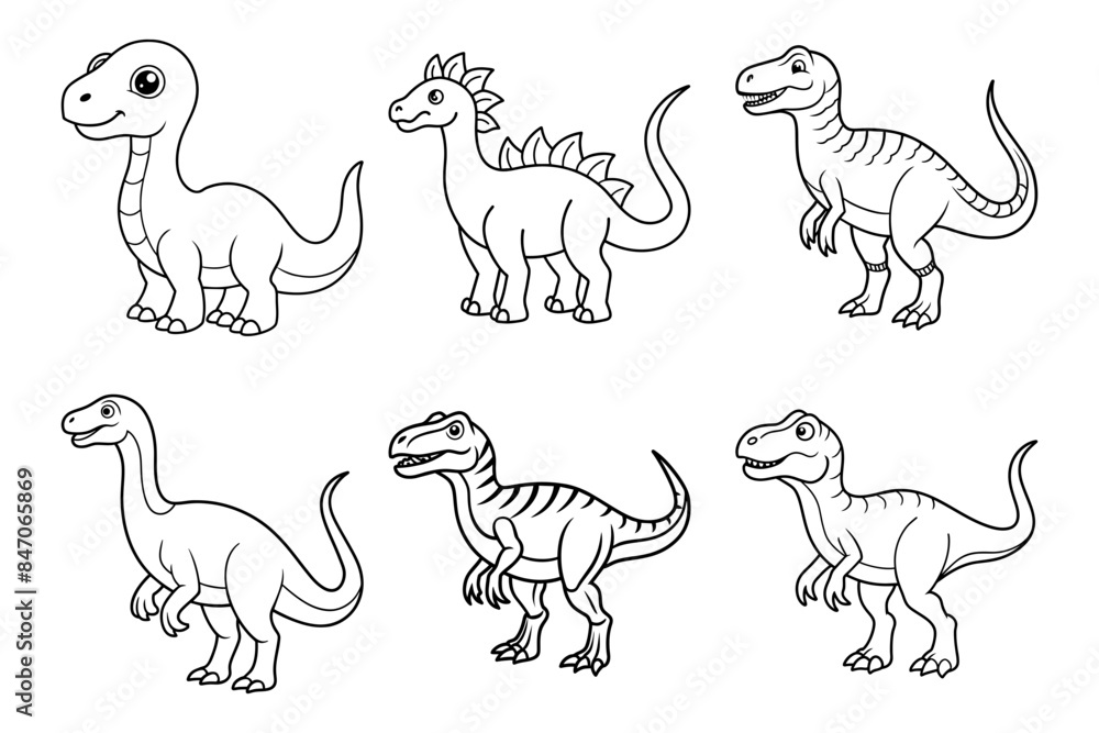 Dinosaur Vector Illustration Line Art - Dinosaur Line Art Silhouette ...