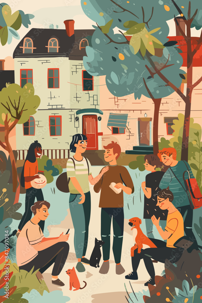 Neighbors Communicating and Helping Each Other in Apartments Stock ...