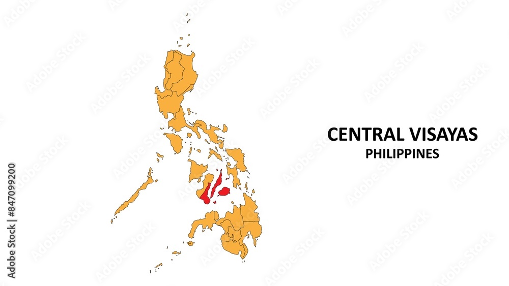 Central Visayas Map in Philippines. Vector Map of Philippines. Regions ...