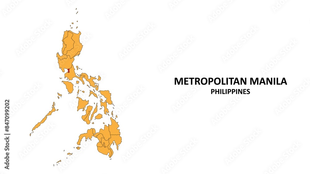 Metropolitan Manila Map in Philippines. Vector Map of Philippines ...