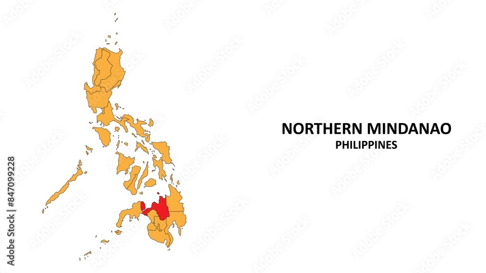 Northern Mindanao Map in Philippines. Vector Map of Philippines. Regions map of Philippines ...