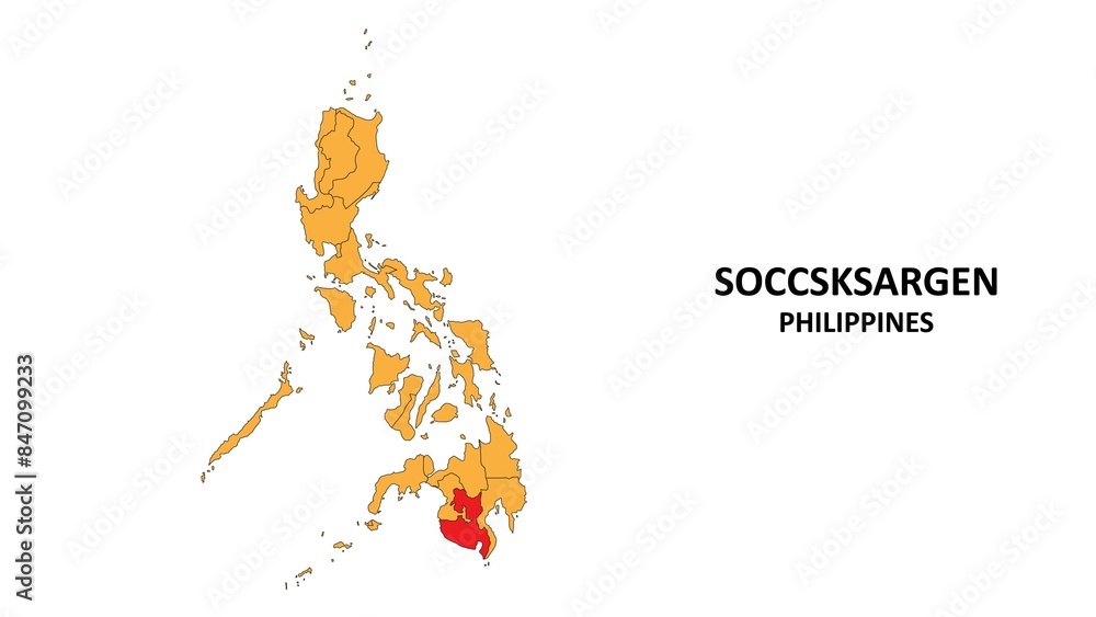 Soccsksargen Map in Philippines. Vector Map of Philippines. Regions map ...