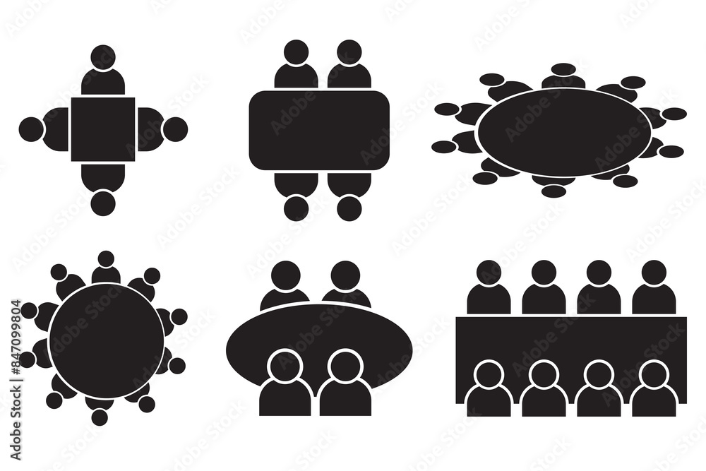 Table Seating Arrangement Icons, vector, for an Event. Business people ...