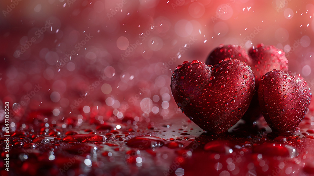 wide horizontal valentine’s day background image of maroon color shiny ...