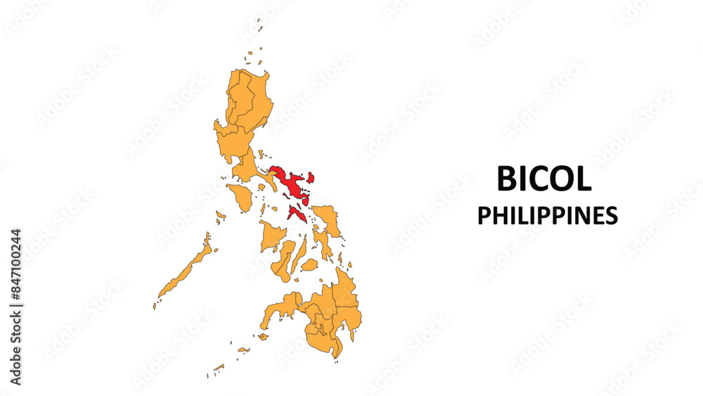 Bicol Map in Philippines. Vector Map of Philippines. Regions map of ...