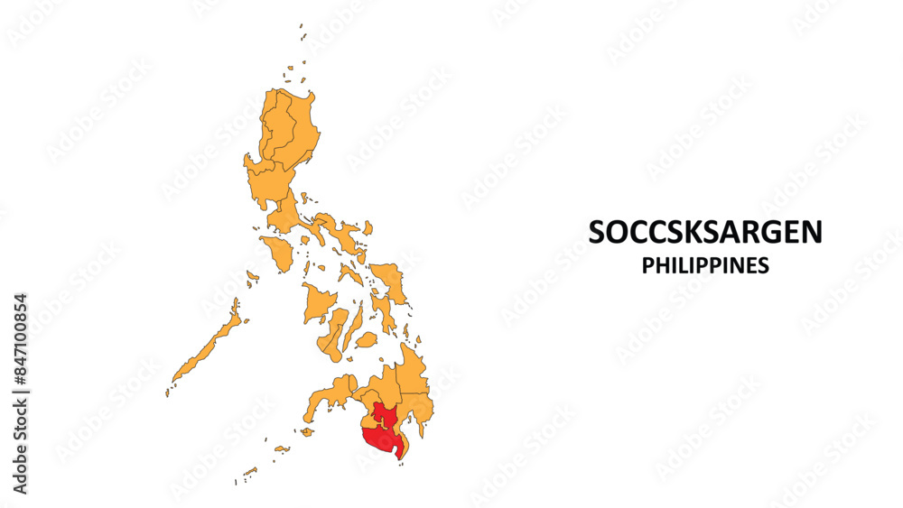 Soccsksargen Map in Philippines. Vector Map of Philippines. Regions map ...