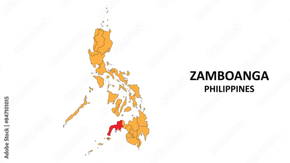 Zamboanga Map in Philippines. Vector Map of Philippines. Regions map of ...