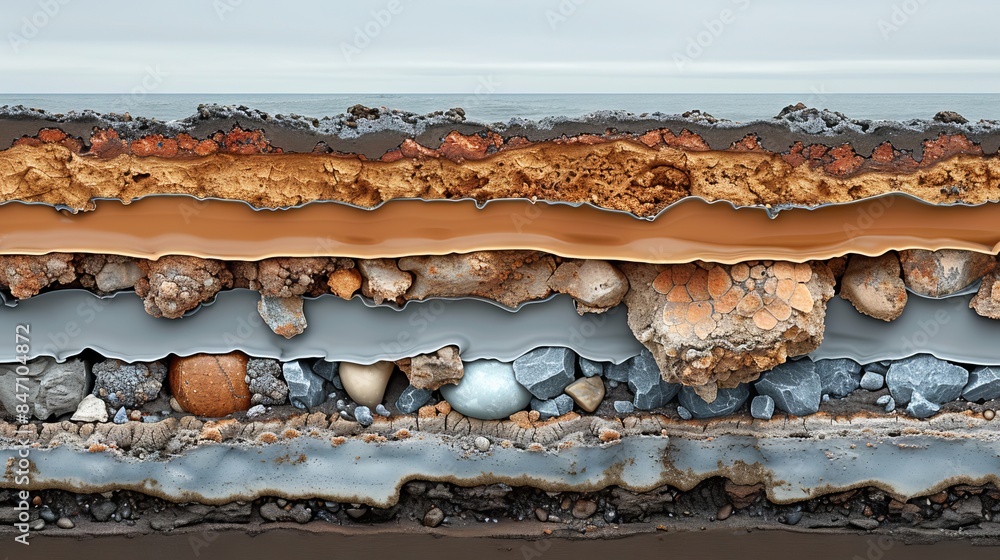 Cross section of the earth showing the different layers of soil and ...