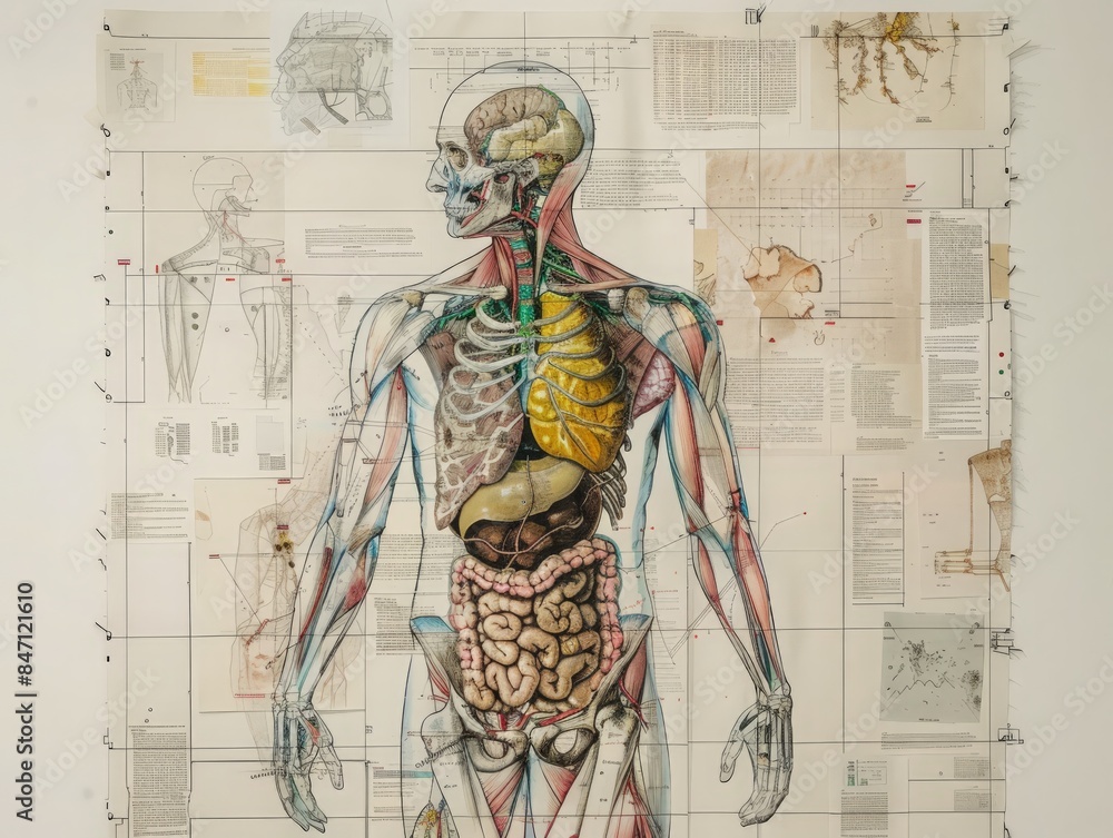 Diagrammatic drawing illustrating the anatomy of a human body ...