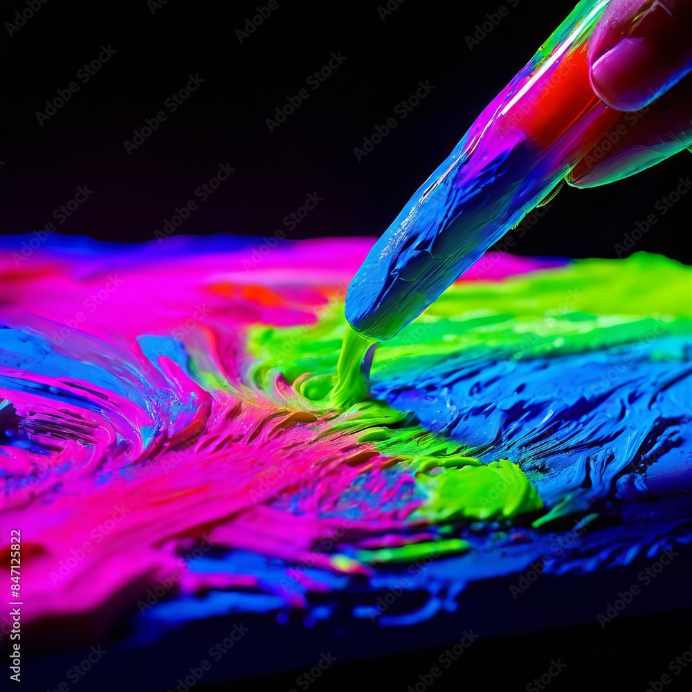 fluorescent paint bright neon paint colors that emit intense flu Stock ...